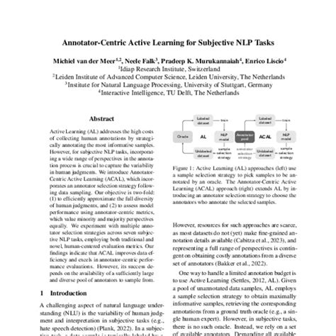 Annotator Centric Active Learning For Subjective Nlp Tasks Acl Anthology