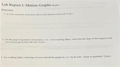 Solved Lab Report 1 Motion Graphs 56 Pts NOverview NIn Chegg Com
