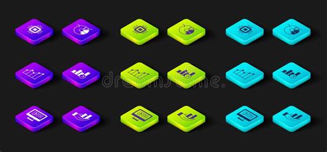 Set Data Analysis Pie Chart Infographic Financial Growth And