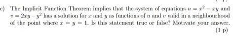 Solved The Implicit Function Theorem Implies That The System