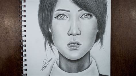 تعليم رسم بنت كورية بالرصاص How To Draw Korean Girl Youtube