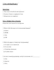 CSC Final Exam Ada Ec Aa Ee B F A Bfc Cc Pdf CSC