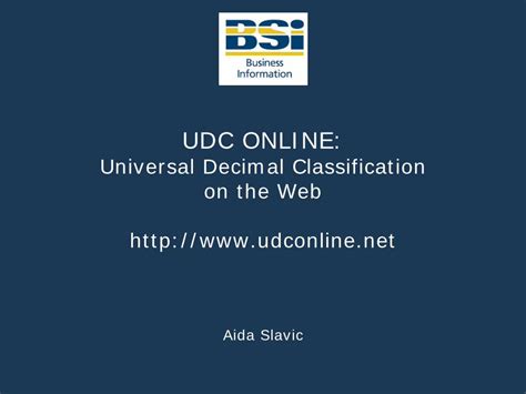 Pdf Universal Decimal Classification Available On The Web Online