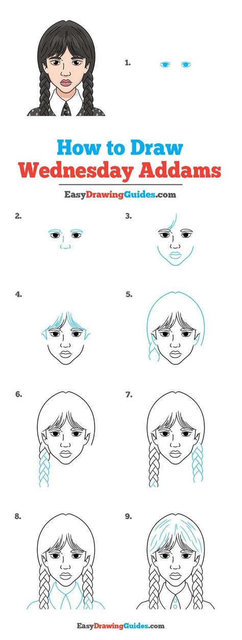 How To Draw Wednesday Addams Drawing Tutorial Drawing Tutorial Easy