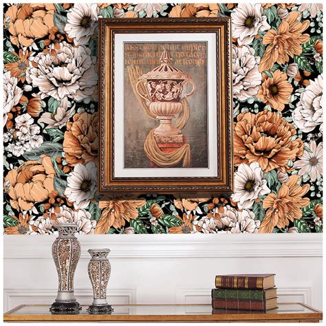 Bold Floral Wallpaper With Poppies And Peonies