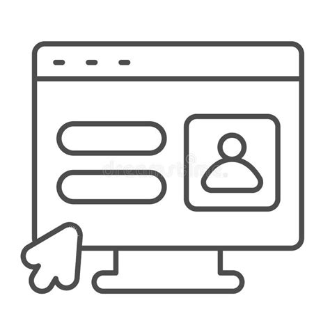 Monitor User Authorization Window Cursor Pointer Thin Line Icon Ui
