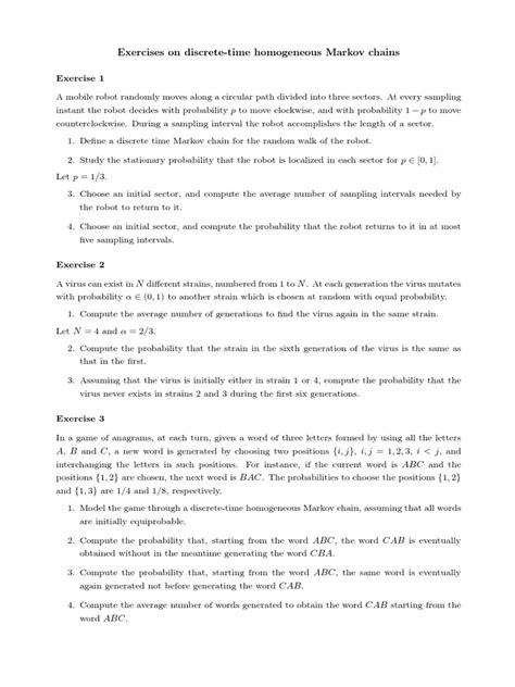 exercises discrete time markov chains with solutions pdf pdf