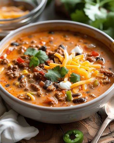 Creamy Cheesy Ground Beef Taco Soup Sue Recipe