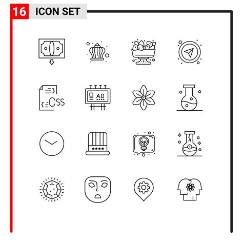 16 Universal Outline Signs Symbols Of Css User Berry Select Interface Editable Vector Design