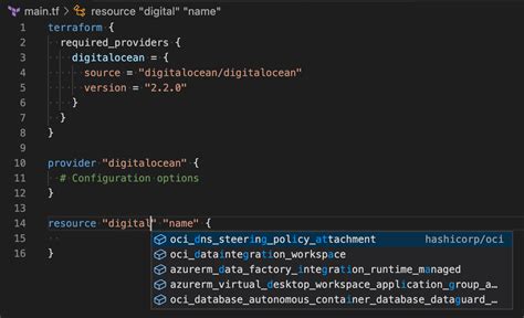 Autocomplete Does Not Work For Digitalocean Resources · Issue 522 · Hashicorp Vscode Terraform
