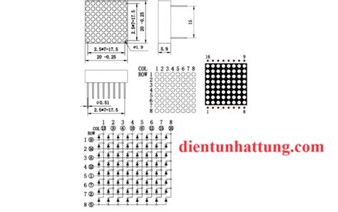 Led Matrix 8x8 788bs 1 9mm Led Ma Trận 20x20mm Màu đỏ