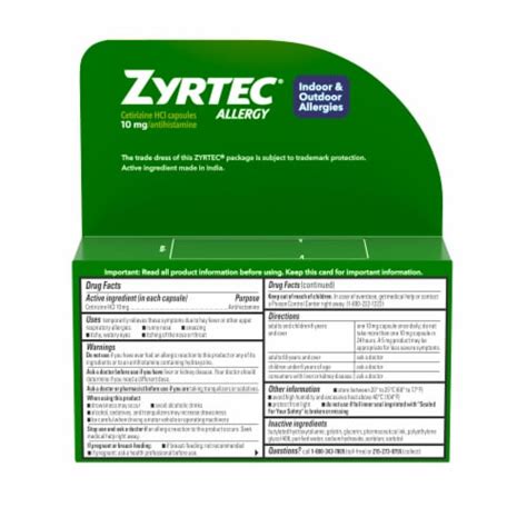 Zyrtec 24 Hour Allergy Relief Liquid Gels Cetirizine Hcl 40 Ct Kroger
