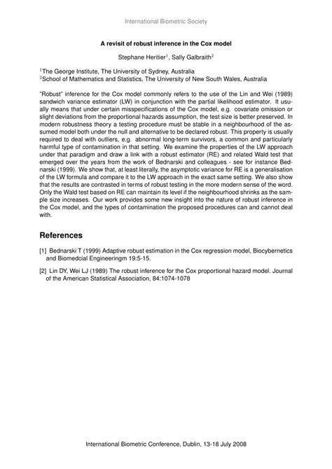 Pdf A Revisit Of Robust Inference In The Cox Model