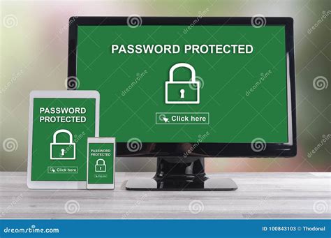 Password Protected Concept On Different Devices Stock Image Image Of Secure Protect 100843103