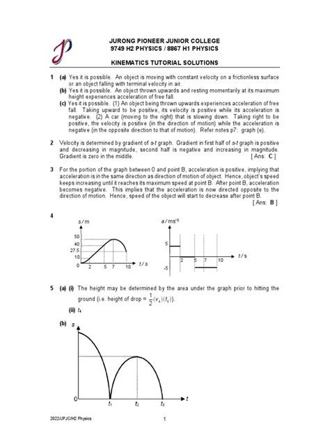 2022 Kinematics Tutorial Soln Pdf Acceleration Velocity