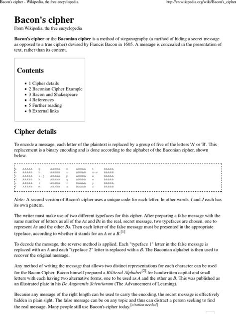 Bacons Cipher Wikipedia The Free Encyclopedia Secure Bacons Cipher Wikipedia The Free Encyclopedia Secure