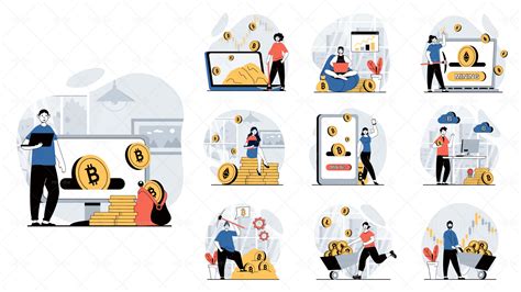 10 Crypto Mining Flat Illustrations Graphics Motion Array