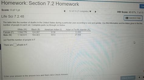 Solved Homework Section 7 2 Homework Score 0 Of 1 Pt Life