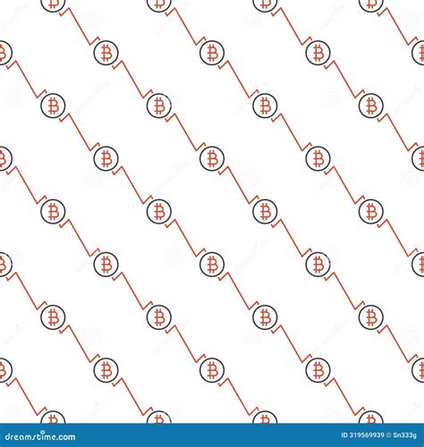 Rising Bitcoin Vector Blockchain Technology Linear Seamless Pattern Stock Vector Illustration