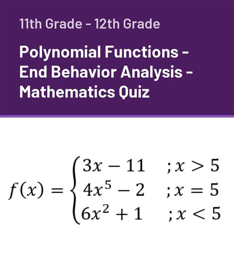 Determine End Behavior Using Graphs Quizzes Kindergarten To 12th Grade