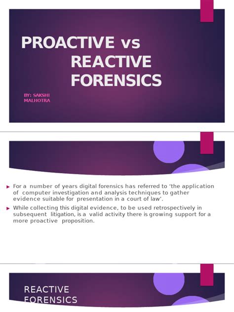 Proactive Vs Reactive Forensics 1 Pdf Digital Forensics