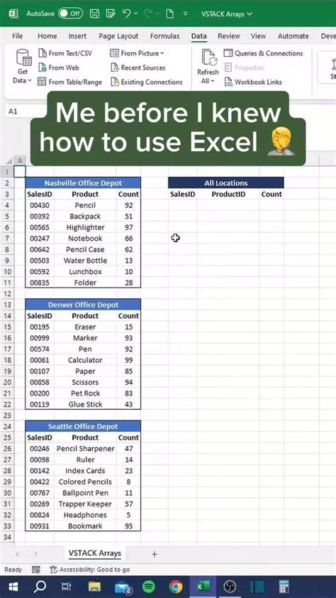 An Excel Spreadsheet With The Text Me Before I Knew How To Use Excel