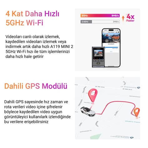 Viofo A119 Mini-2 HDR 2K 60FPS 5GHz WiFi ve GPS'li Araç Kamerası