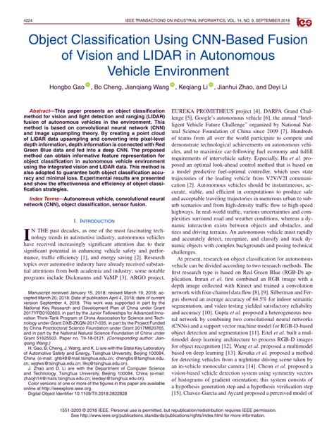 Pdf Object Classification Using Cnn Based Fusion Of Vision And Lidar In Autonomous Vehicle
