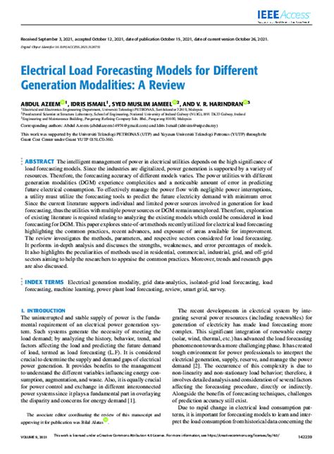 Pdf Electrical Load Forecasting Models For Different Generation Modalities A Review