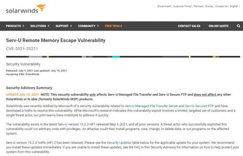 Another Zero Day Vulnerability In Solarwinds Serv U Product Exploited By Cyber Criminals