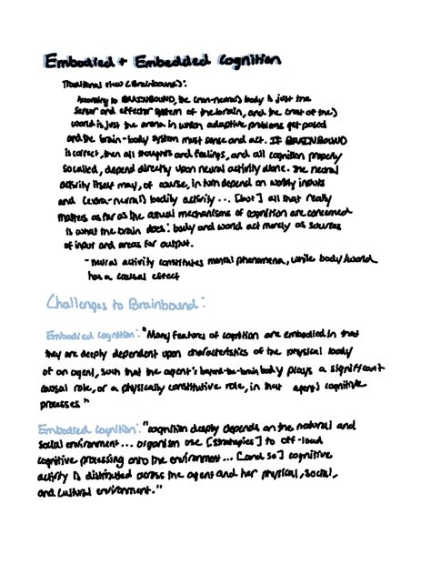 Embodied And Embedded Cognition Some Evidence Eemmbboodiieedd Emmbbeedddleedd Cognition