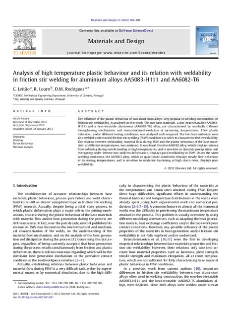 Pdf Analysis Of High Temperature Plastic Behaviour And Its Relation With Weldability In