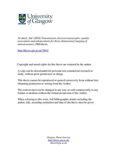 Pdf Transmission Electron Tomography Quality Assessment And Enhancement For Three