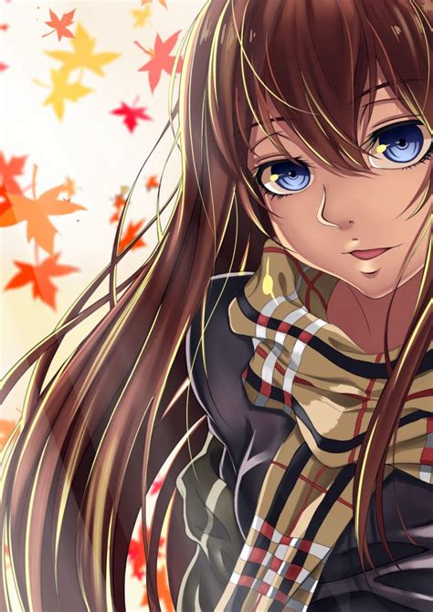 Original Characters Long Hair Brunette Blue Eyes Anime Girl Brown