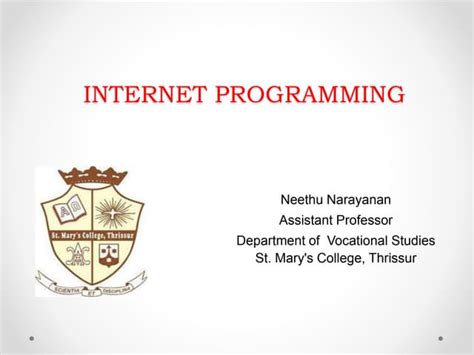 Neethu Narayanan Web Programming Ppt