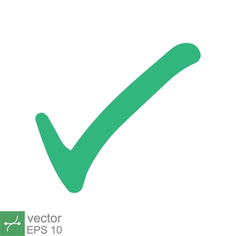 Green Check Mark Icon Simple Flat Style Tick Symbol Checkbox Right Checkmark Yes Correct