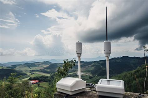 Iot Sensor And Monitoring Equipment Monitoring Variables Such As Temperature Or Humidity In