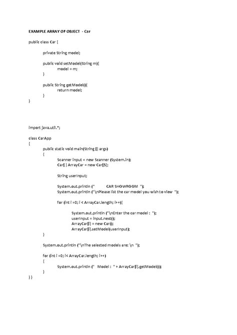 Example Array Of Object Car Example Array Of Object Car Public