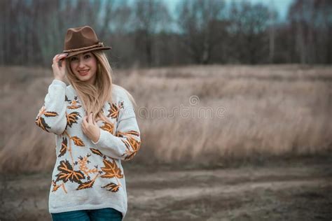 Plus Size Girl In Fashionable Style Woman`s Clothes Xl Stock Image