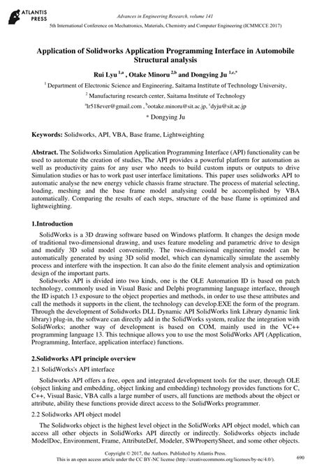 Pdf Application Of Solidworks Application Programming Interface In Automobile Structural Analysis