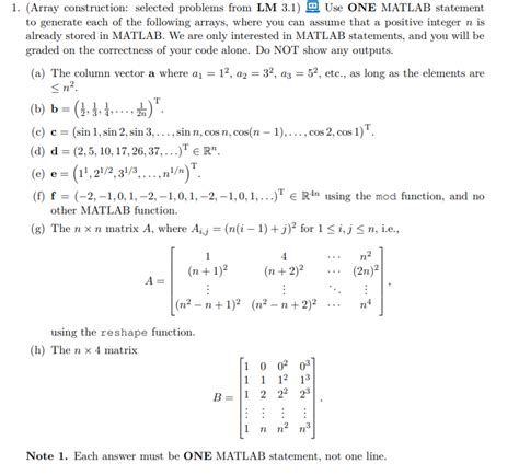 Solved 1 Array Construction Selected Problems From Lm