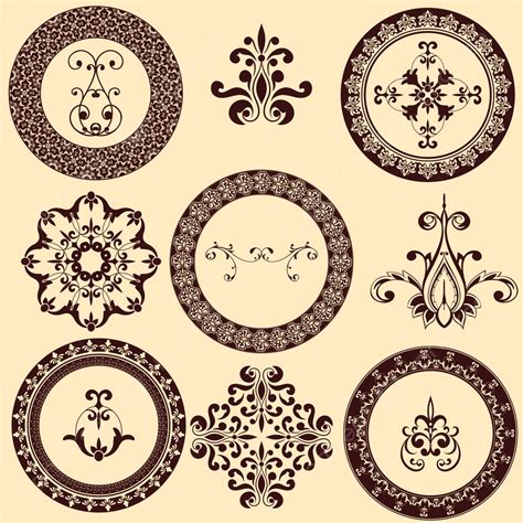 Retro Floral Vector Frames And Decorative Elements Frame Curl Retro