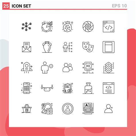 25 Thematic Vector Lines And Editable Symbols Of Coding Movie Product