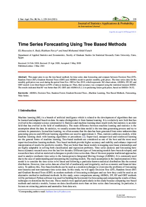 Pdf Time Series Forecasting Using Tree Based Methods