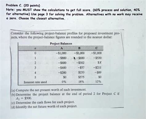 Problem C 20 Points Note You Must Show The Calculations To Get Full