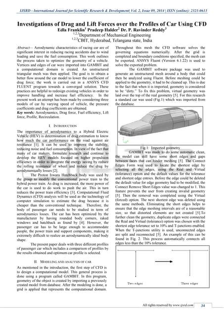 Automotive Computational Fluid Dynamics Simulation Of A Car Using Ansys Pdf Physics Science