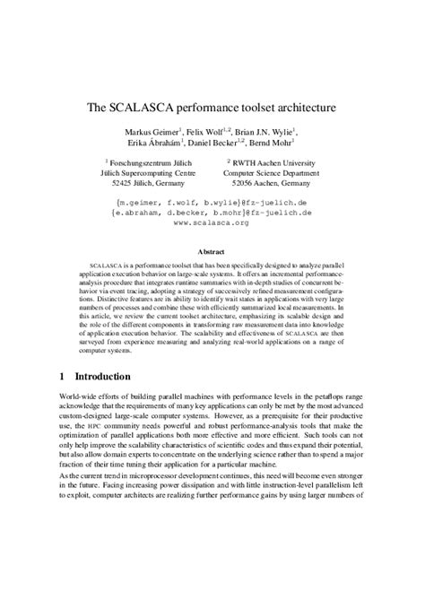 Pdf The Scalasca Performance Toolset Architecture