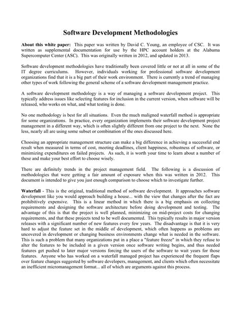 Pdf Software Development Methodologies