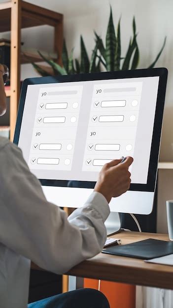 Questionnaire Quiz Assessment Or Survey Form With Checkboxes On Computer Screen Premium Ai