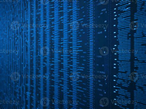 ai generated blue digital binary data on computer screen background binary code background